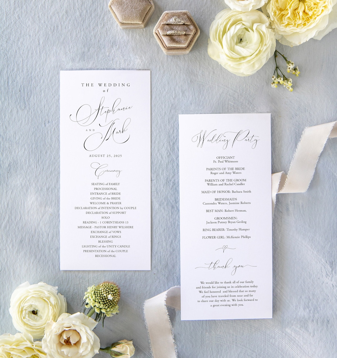 Program Printable Wedding. Program Template Wedding. Printable Wedding ...