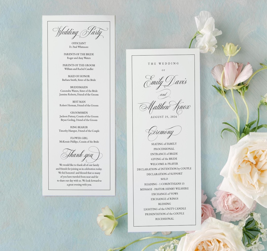 Catholic Wedding Program Template: Abigail (editable in Templett) - S1 ...