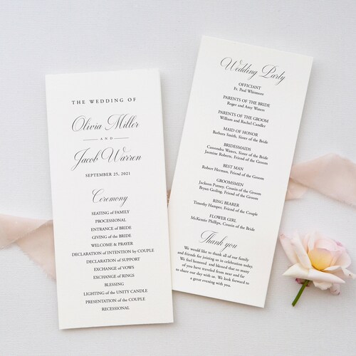 Classic Wedding Program Template Elegant Wedding Program - Etsy