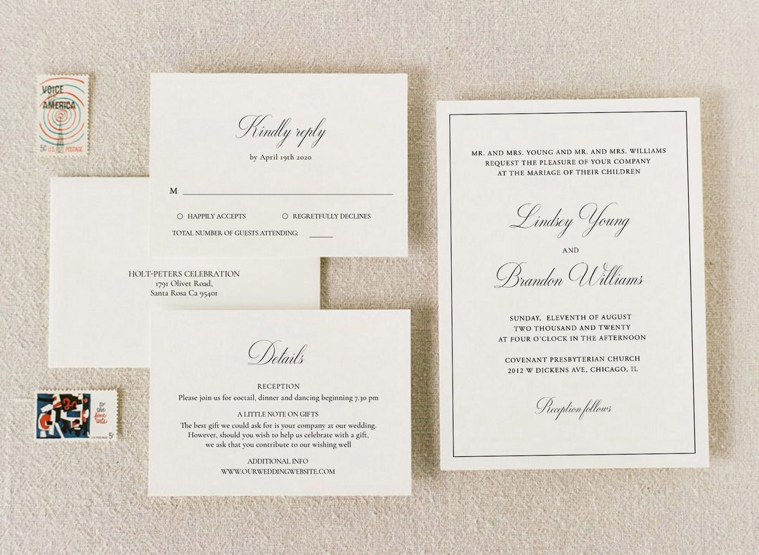 Elegant Printable Wedding Invitation. Calligraphy Wedding Invitation ...