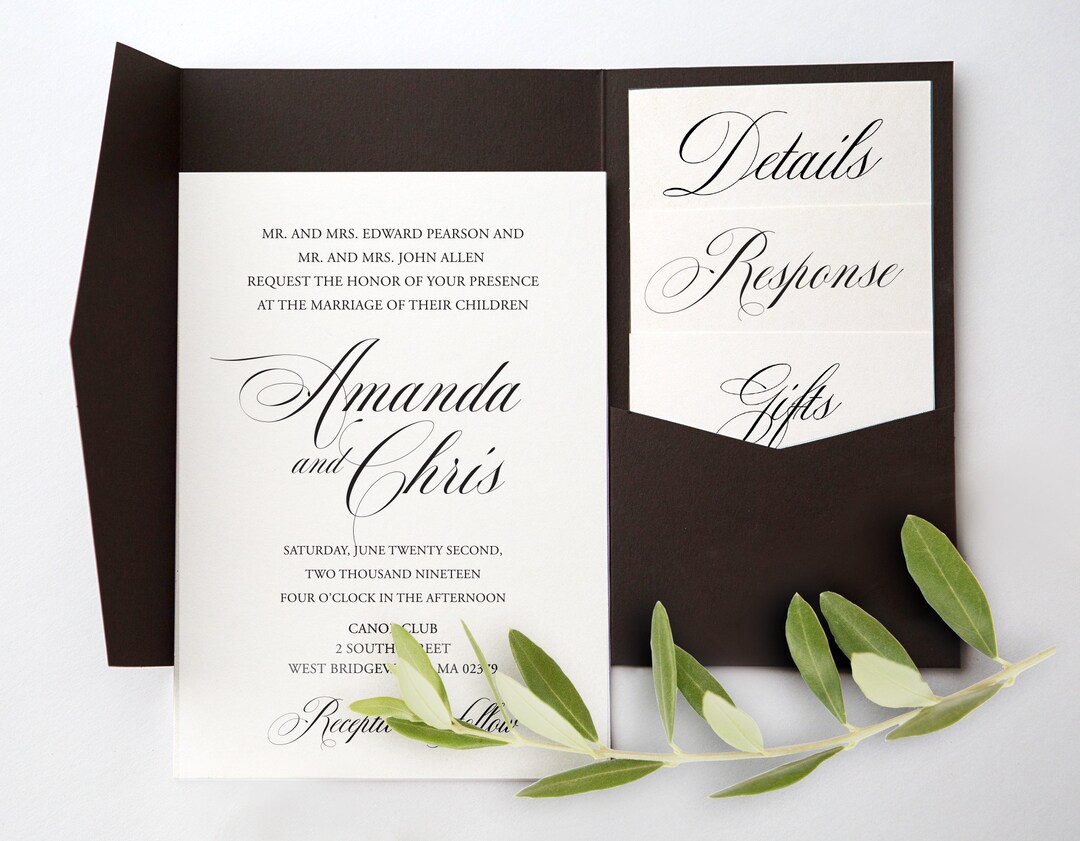 Pocket Invitation Template. Printable Pocket Invitation. Calligraphy ...