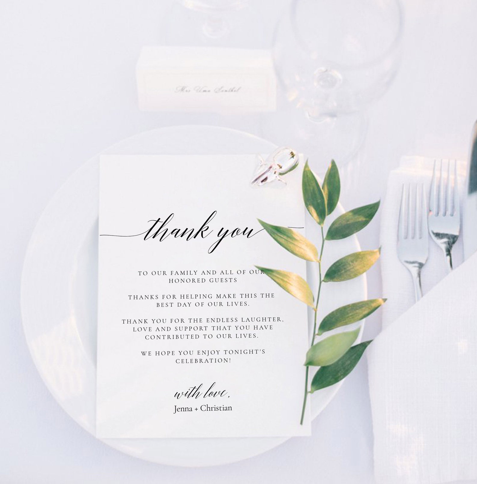 Simple Wedding Table Thank You Card Welcome Thank You Card | Etsy