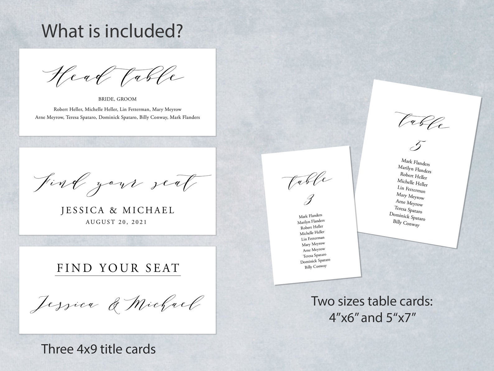 Wedding Table Cards Template Elegant Seating Chart Calligraphy | Etsy