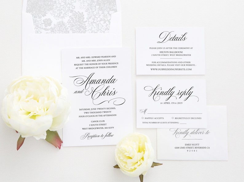 Traditional Wedding Invitation Template Elegant Printable | Etsy