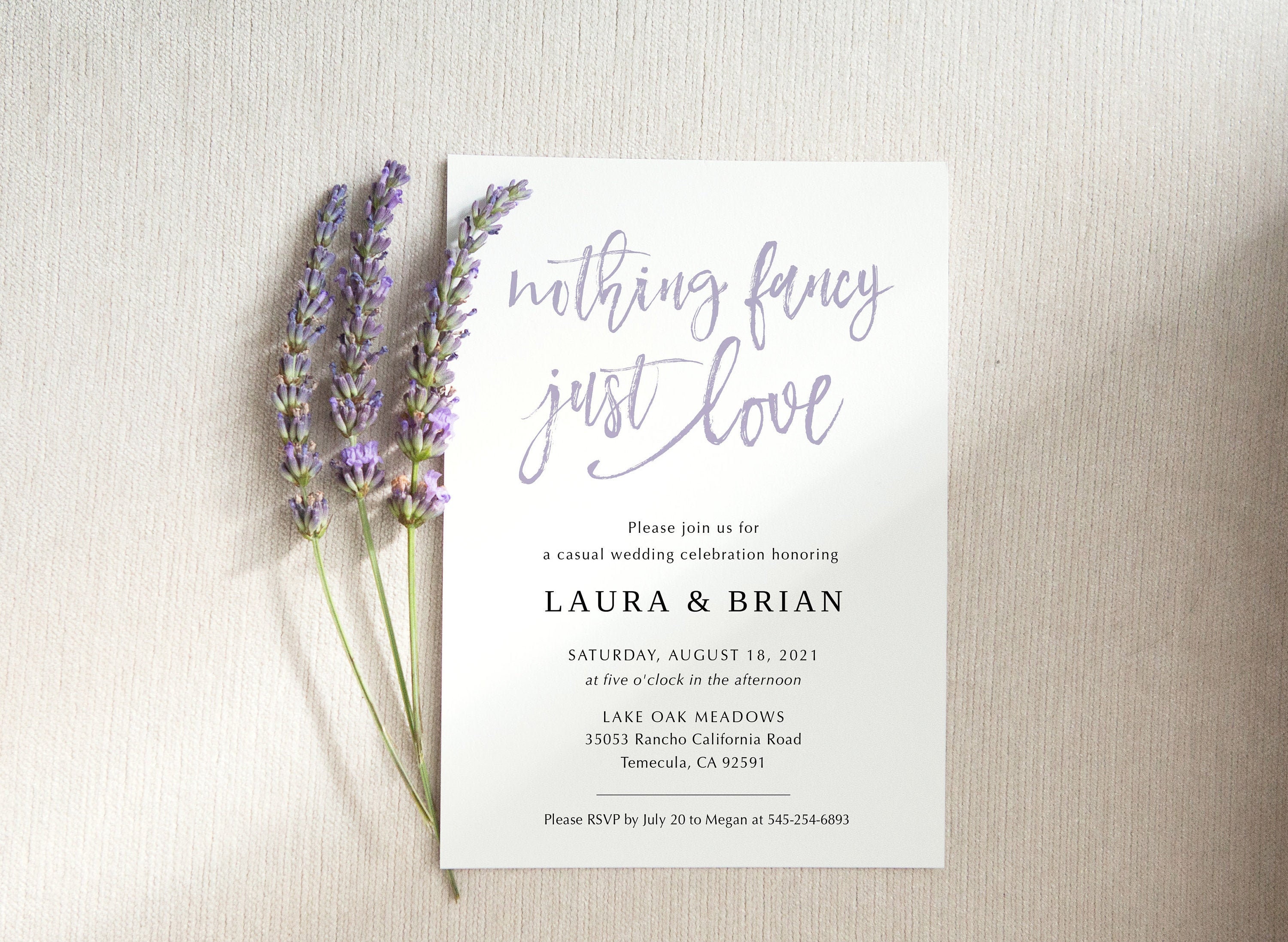 Nothing Fancy Just Love Wedding Invitation Template Wedding | Etsy