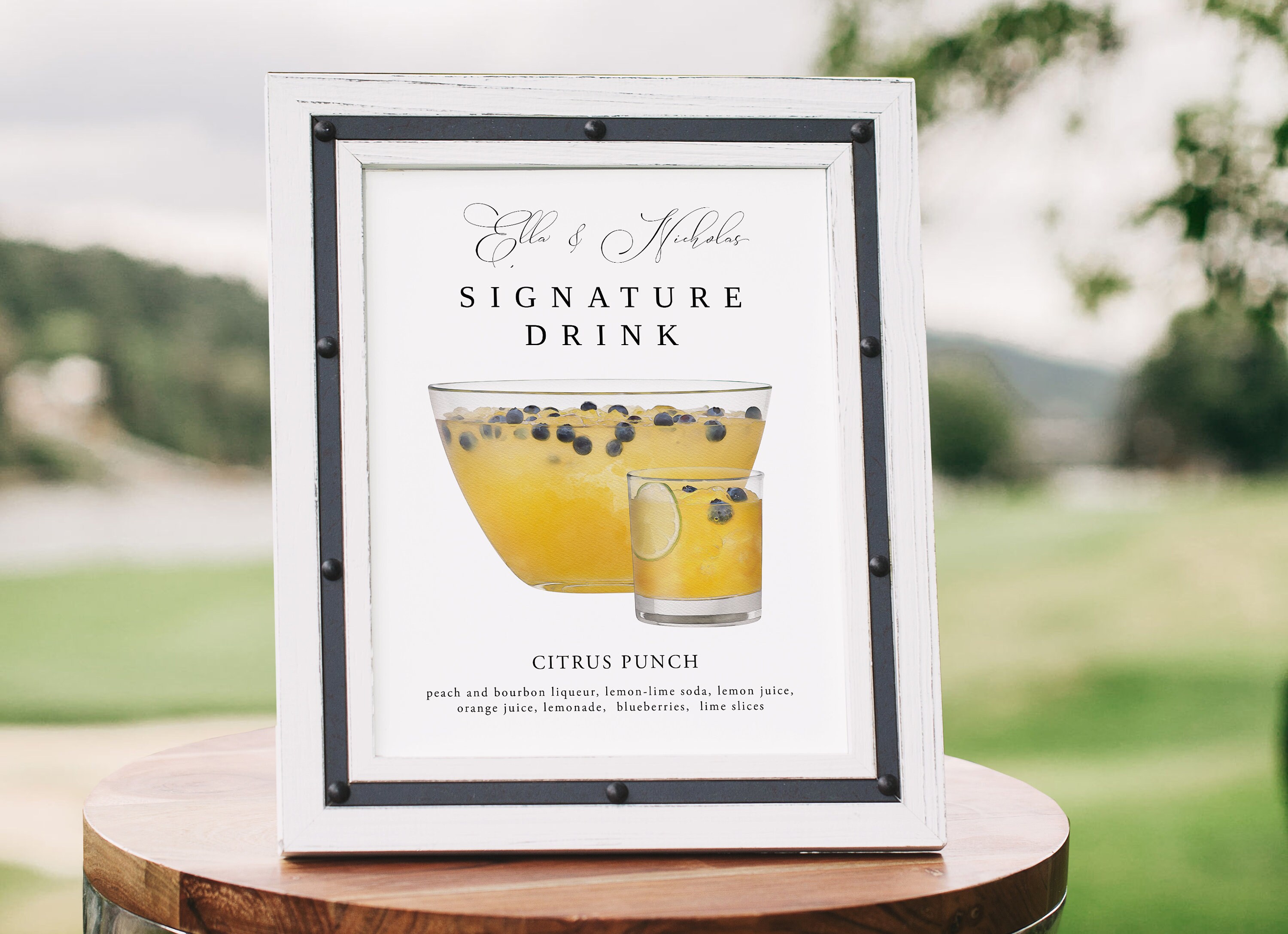 Printable Signature Drink Sign Template Watercolor Signature | Etsy