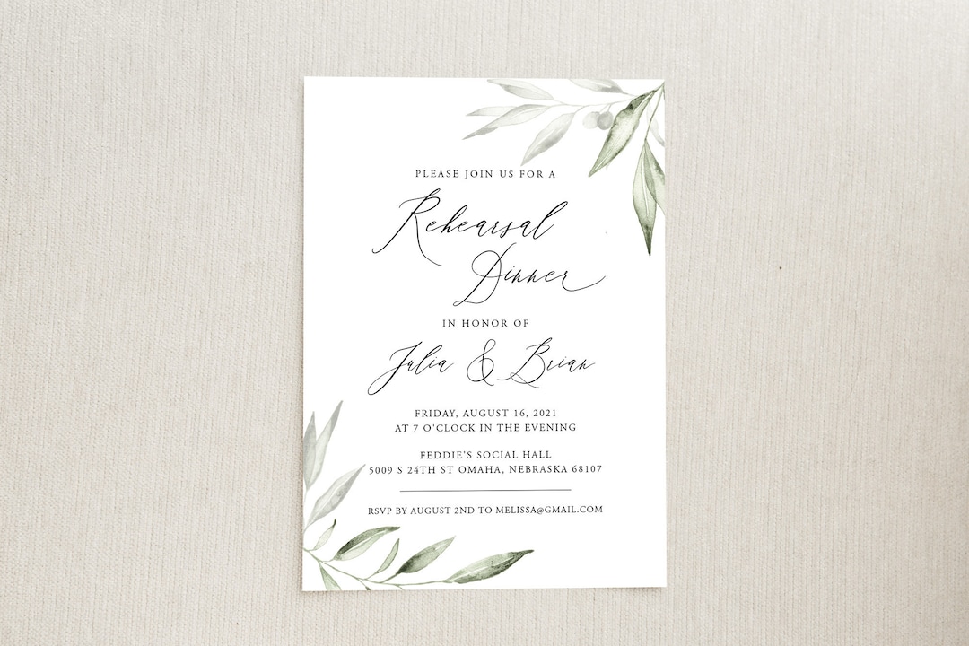 Eucalyptus Rehearsal Dinner Invitation Template. Wedding Rehearsal ...