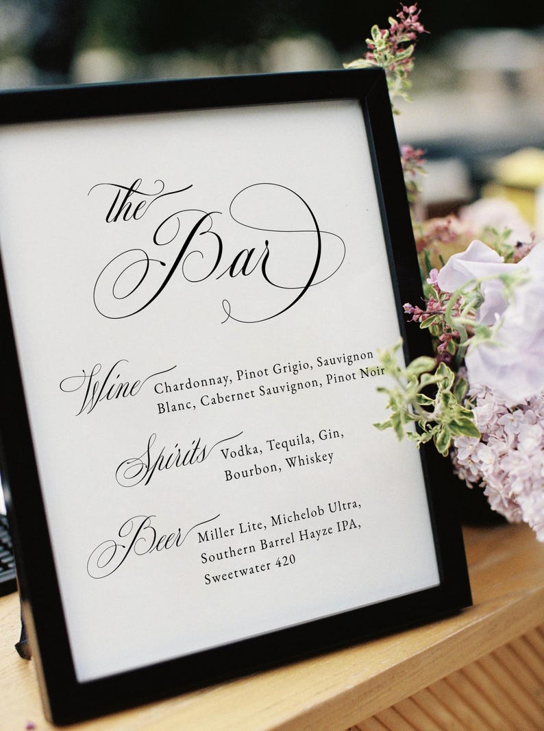 Elegant Editable Drink Menu Template - Digital DIY Bar Sign Event Decor ...
