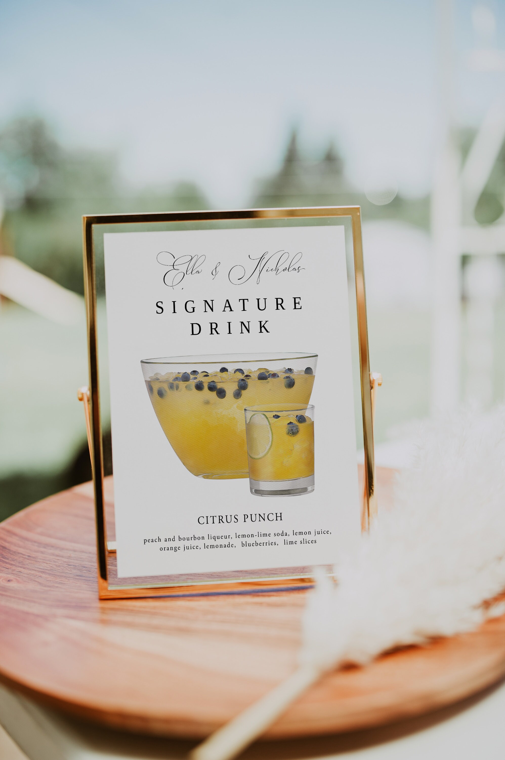 Printable Signature Drink Sign Template Watercolor Signature - Etsy