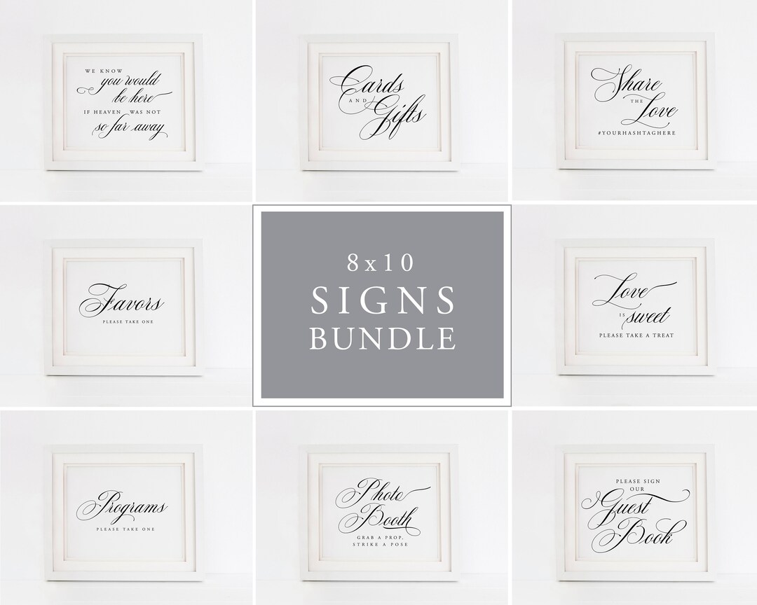 Traditional Wedding Sign Bundle, Simple Signage Wedding, Editable ...