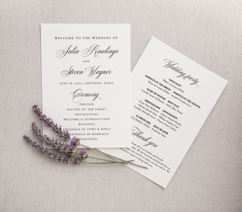Elegant Wedding Program Classic Program Template Wedding - Etsy