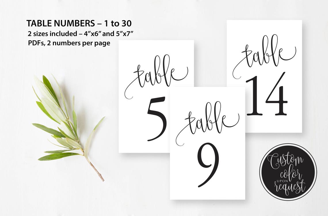 Table Numbers Printable Table Numbers Wedding Table Numbers | Etsy