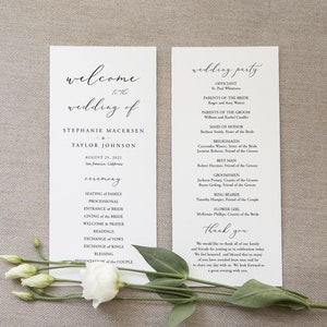 Modern Script Wedding Program Calligraphy Program Template for Wedding ...