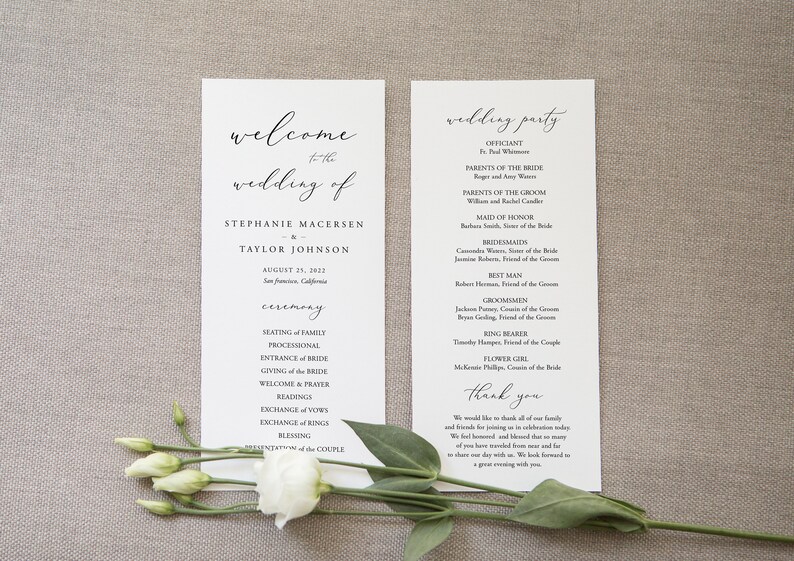 Modern Script Wedding Program Calligraphy Program Template for - Etsy