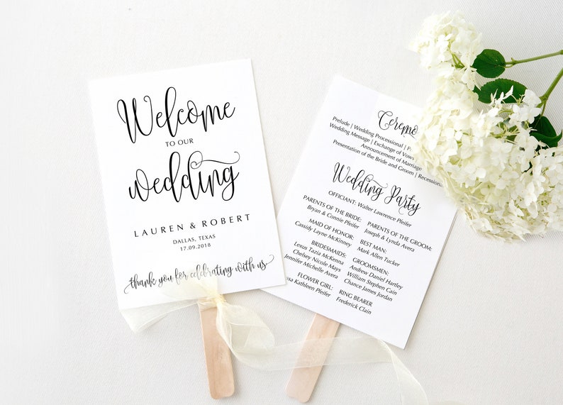 Fan Program Printable. Wedding Fan Program Template. | Etsy