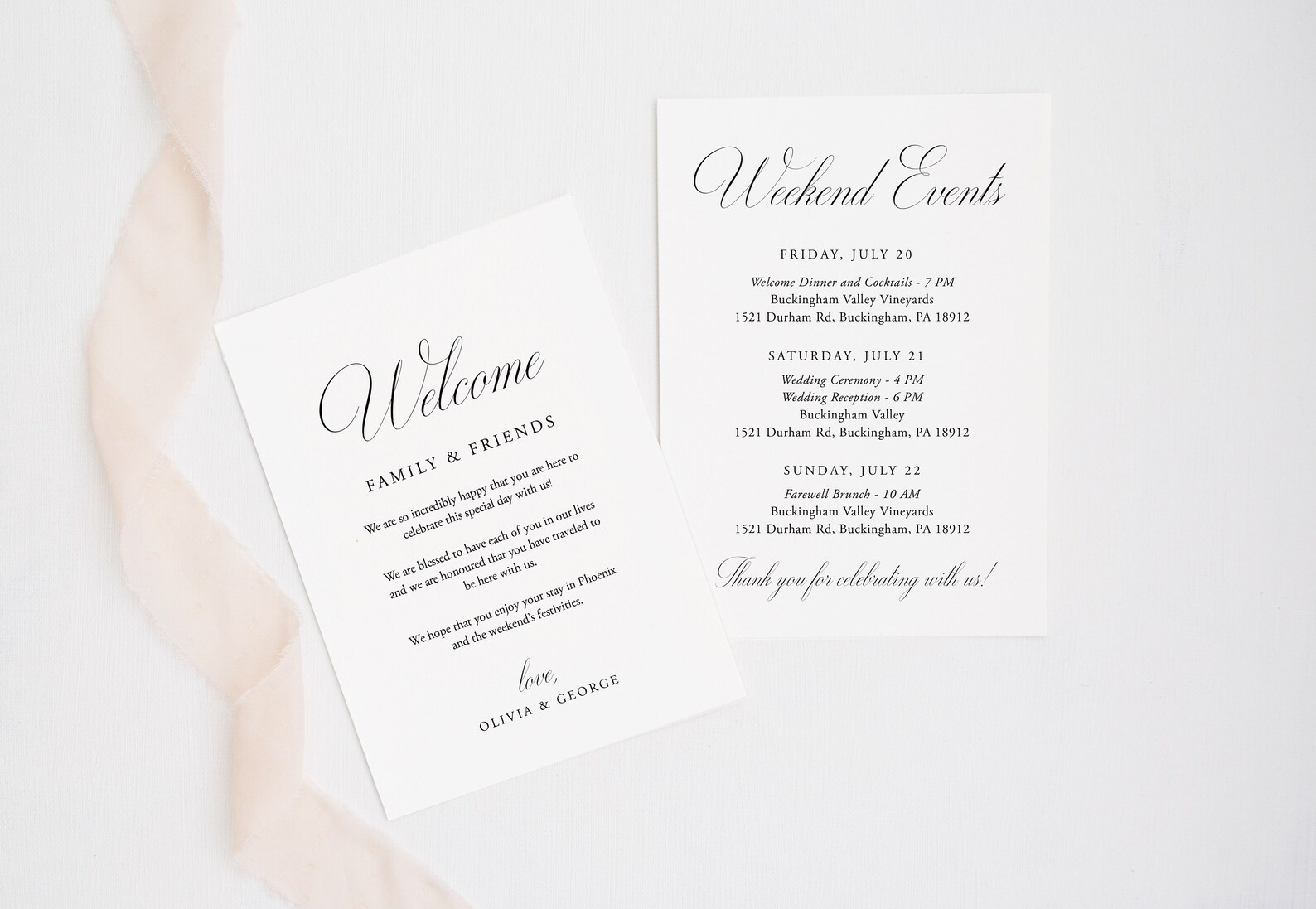 Calligraphy Welcome Wedding Note Template Classic Script | Etsy