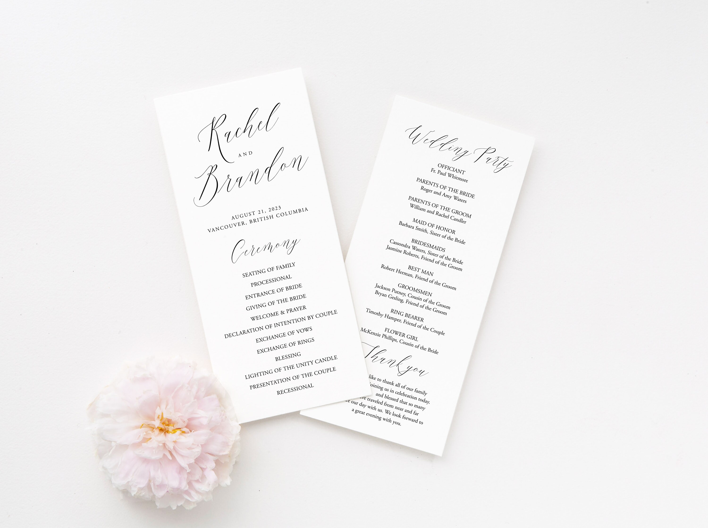 Wedding Program Template Modern Script Program Template - Etsy