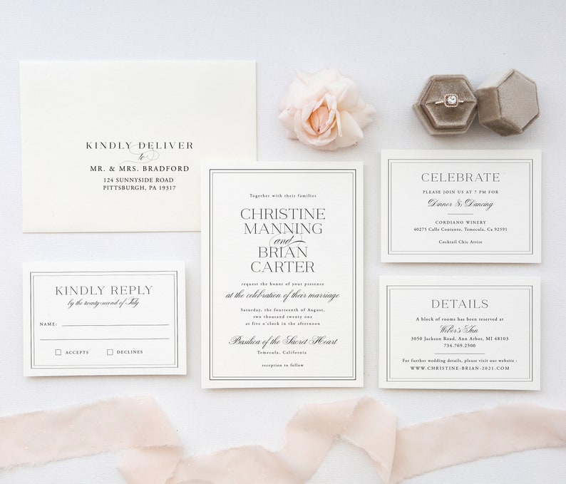 Elegant Wedding Invitation Set Template, Classic Formal Wedding ...