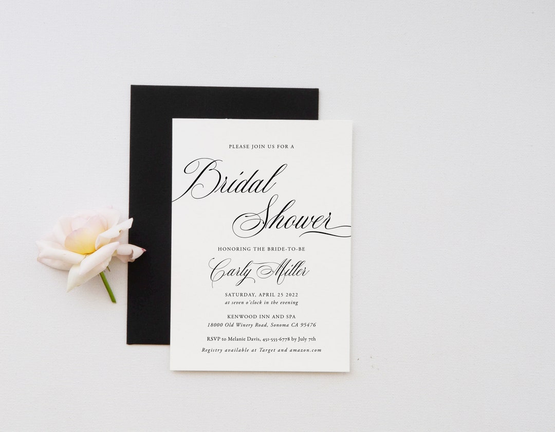 Elegant Bridal Shower Invitation Classic Bridal Shower Invitation ...
