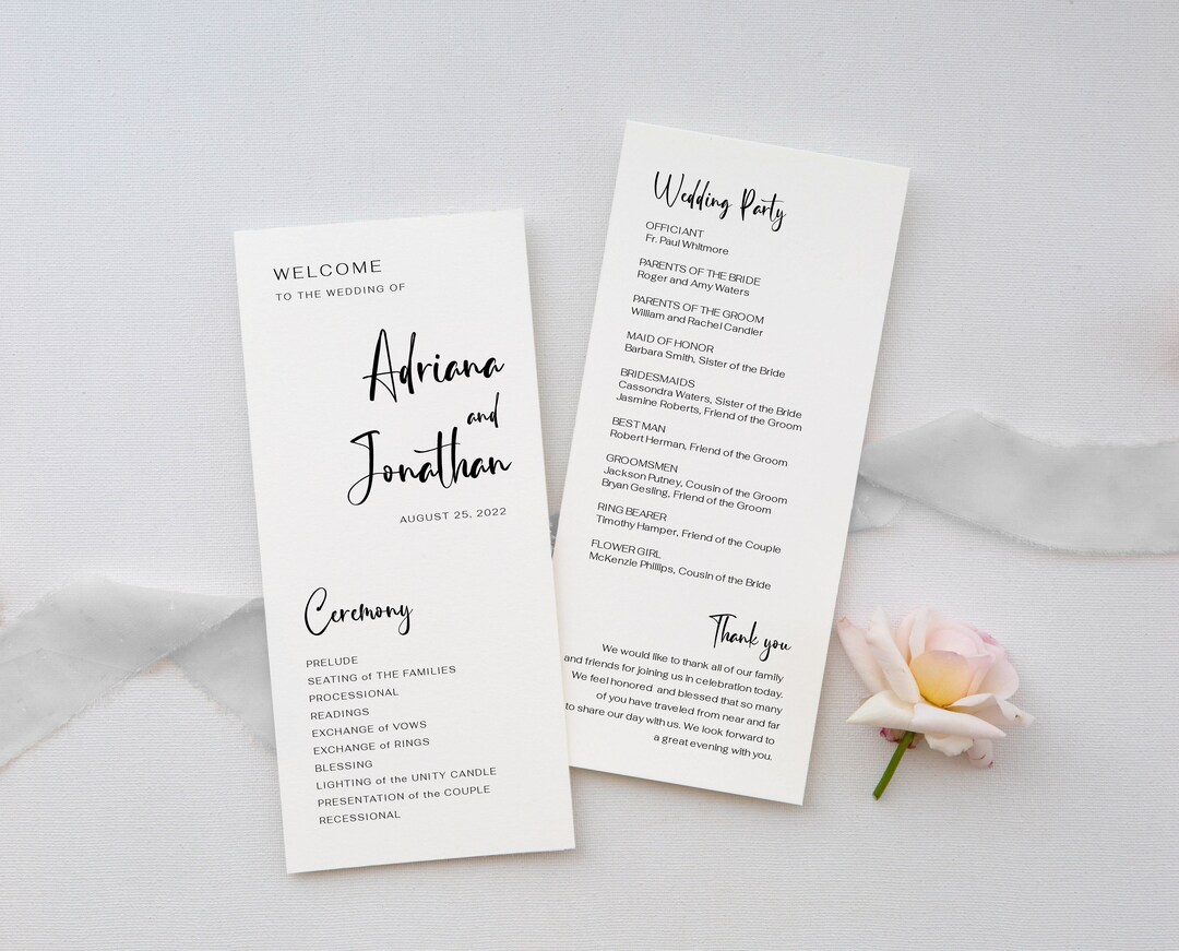 Catholic Program Wedding Modern Program Template Simple Wedding ...