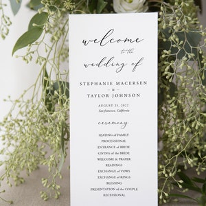 Modern Script Wedding Program Calligraphy Program Template for Wedding ...