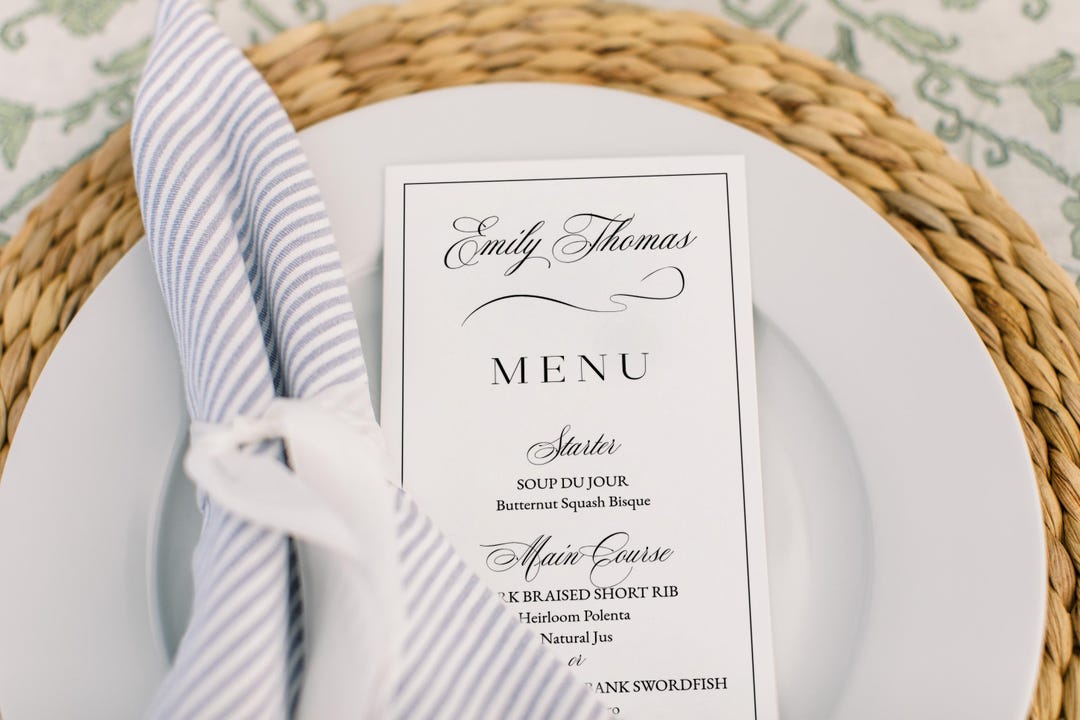 Elegant Editable Dinner Menu Template – Printable Wedding Menu ...