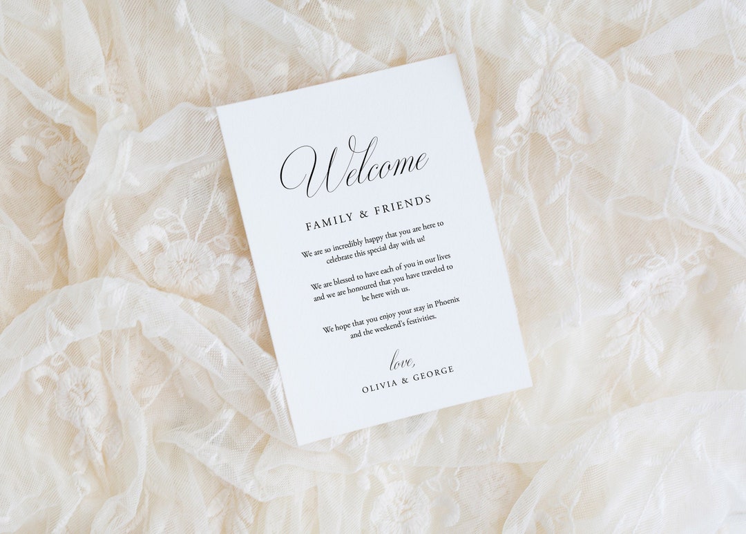 Calligraphy Welcome Wedding Note Template Classic Script Wedding ...