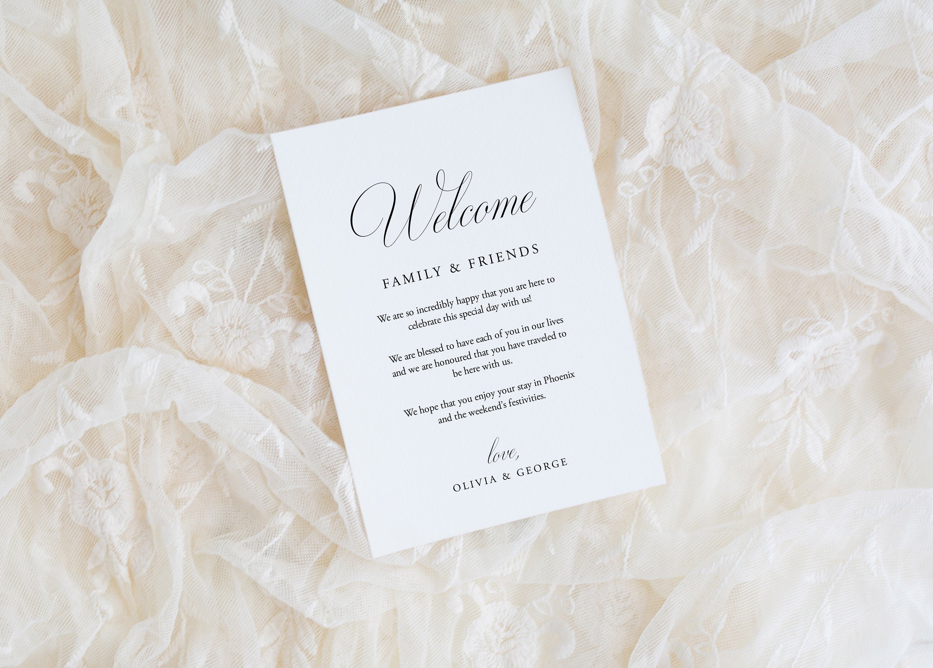 Calligraphy Welcome Wedding Note Template Classic Script | Etsy