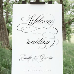 All Script Classic Welcome Sign, Vertical Calligraphy Welcome Wedding ...