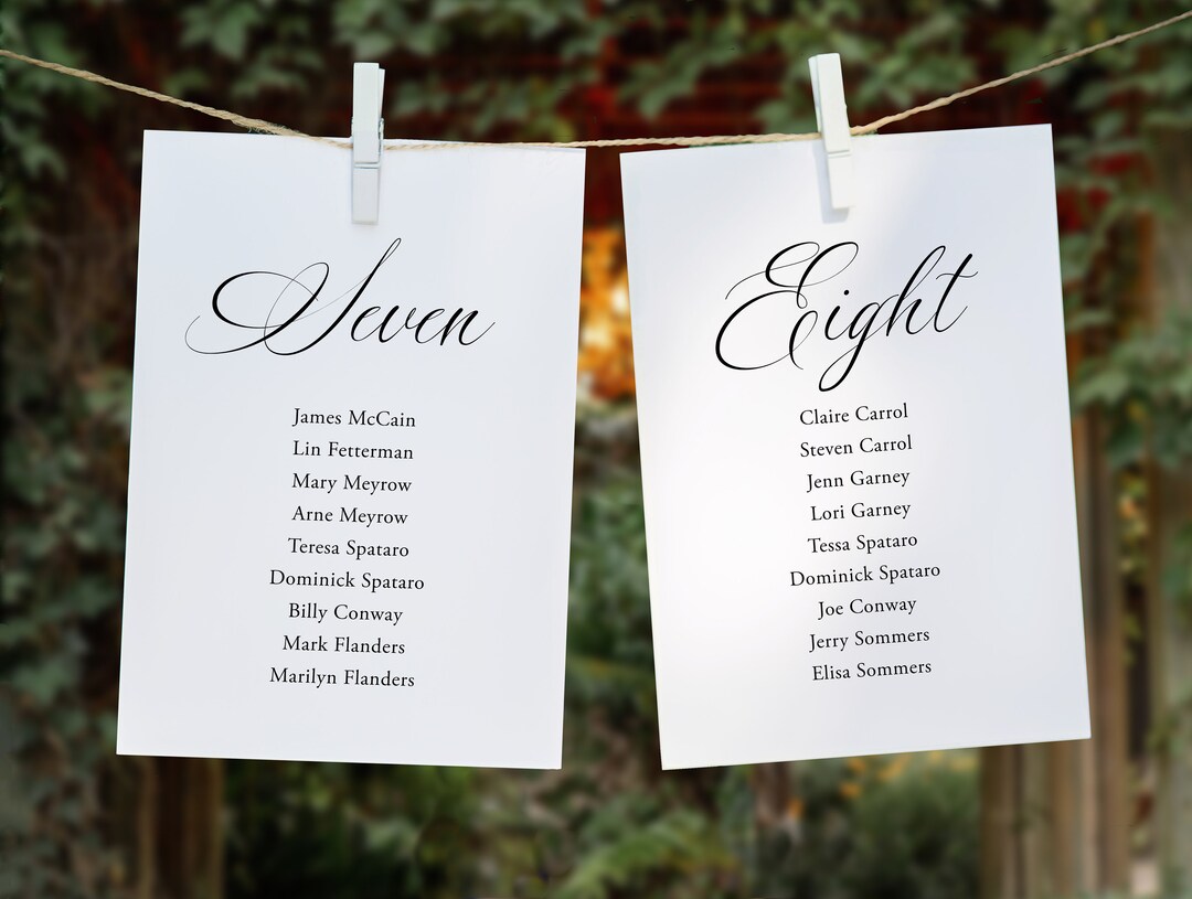 Modern Wedding Seating Chart Template, Simple Seating Cards, Table ...