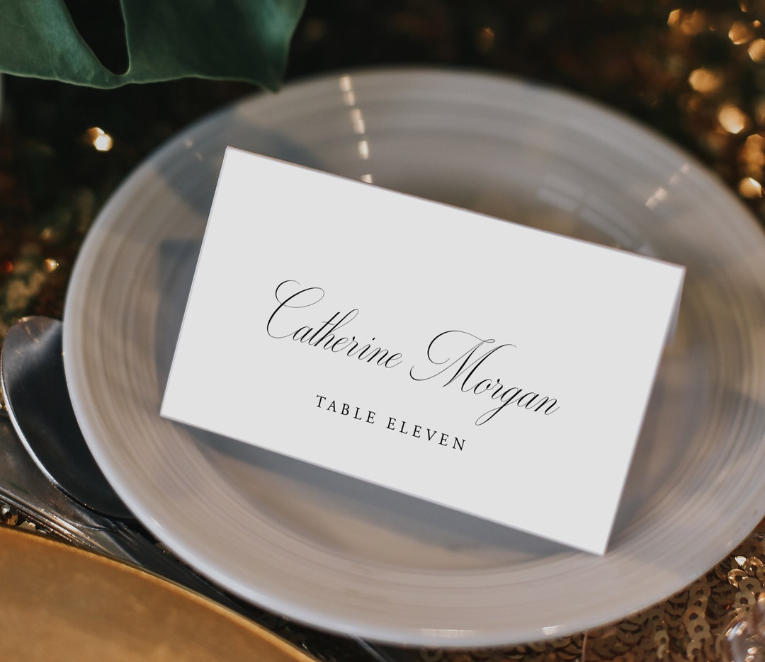 Elegant Wedding Place Card Template: Printable Seating Cards for ...