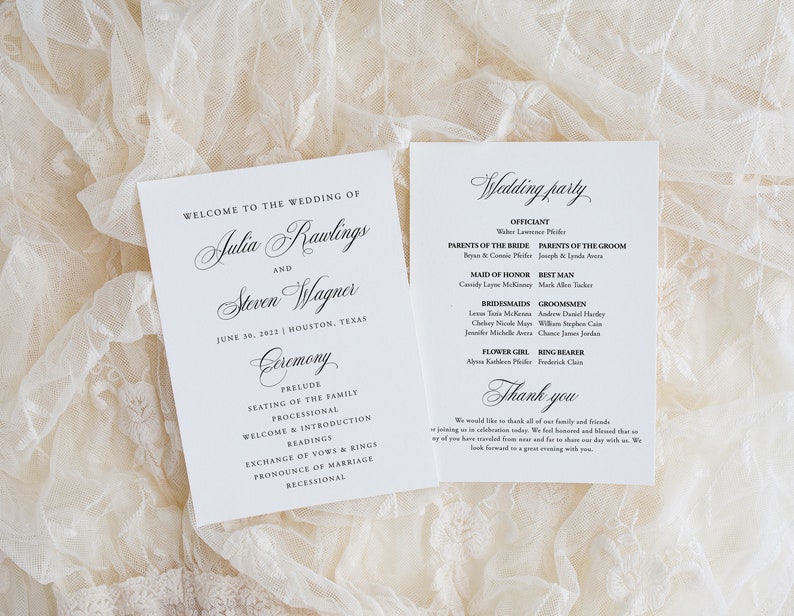 Elegant Wedding Program Classic Program Template Wedding - Etsy