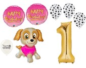 Puppy Dog in Pink Happy Birthday Party Bouquet of Balloons - Etsy