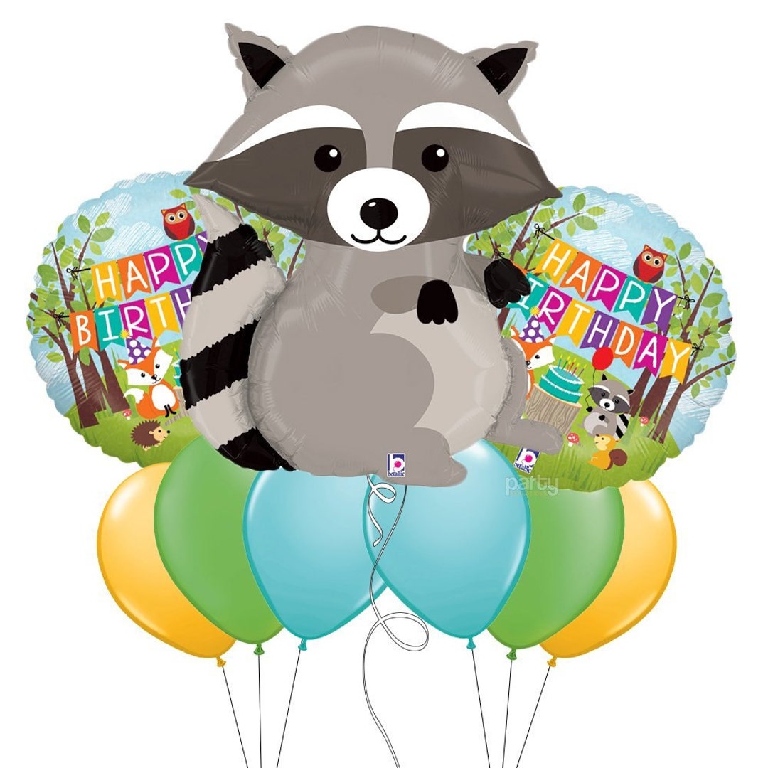 Woodland Raccoon Balloon Bouquet Set, New, First Quality Party Supply ...