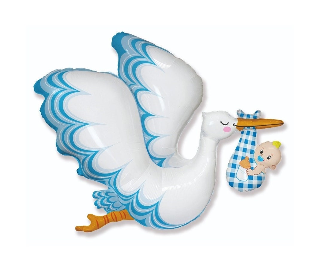 38" Stork Baby Boy Foil Balloon - Etsy