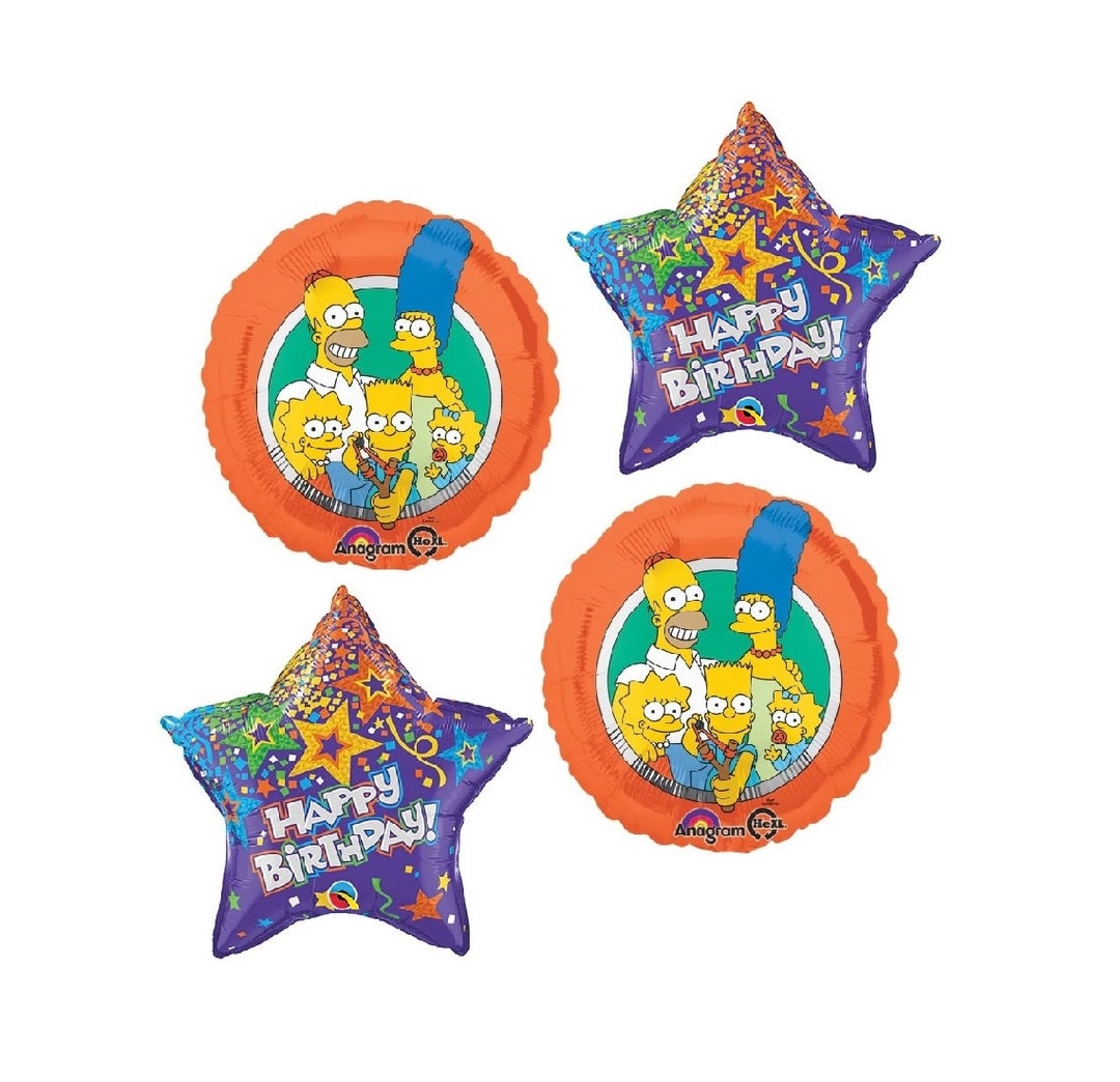 Happy Birthday the Simpsons Balloon Set With Blue Number 1-9 Option - Etsy