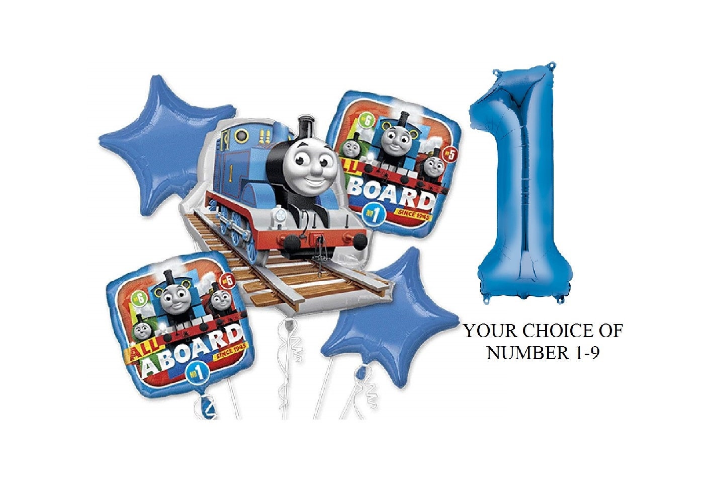 Thomas the Tank Engine Birthday Party Balloons Bundle With Number 1-9 ...