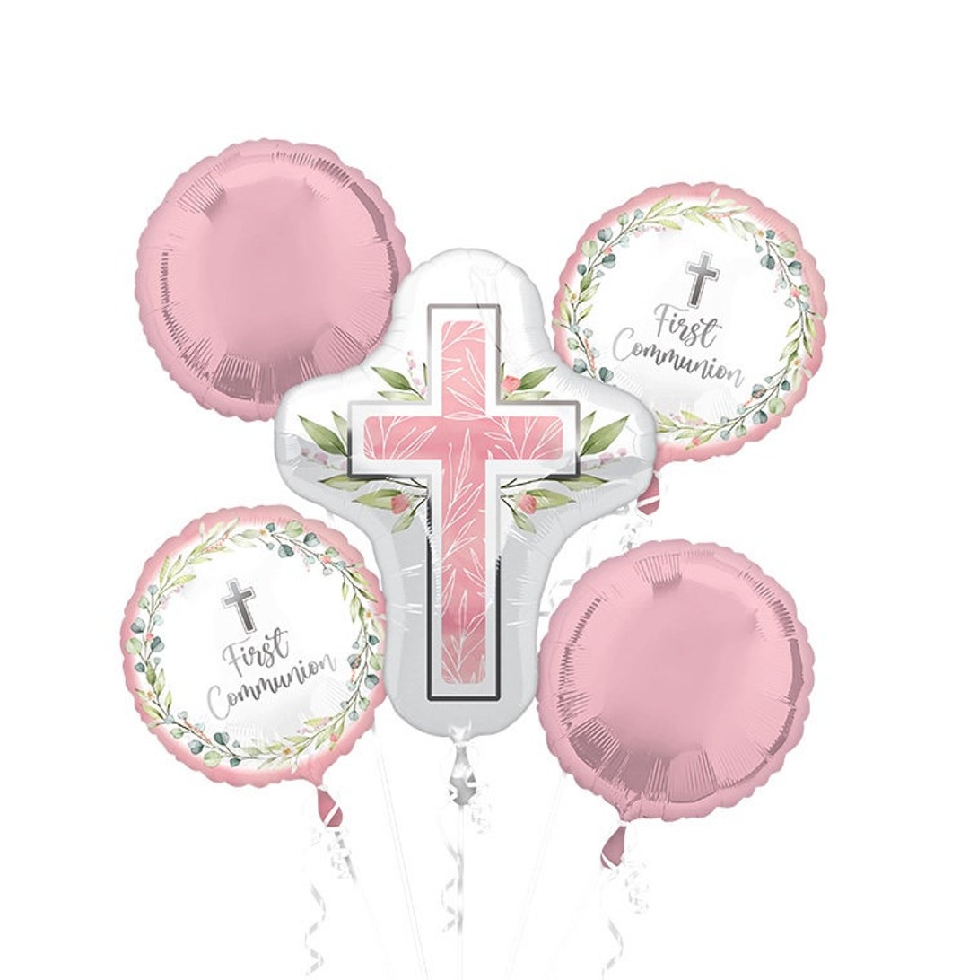 My First Communion Pink Girl Foil Balloon Bouquet - Etsy