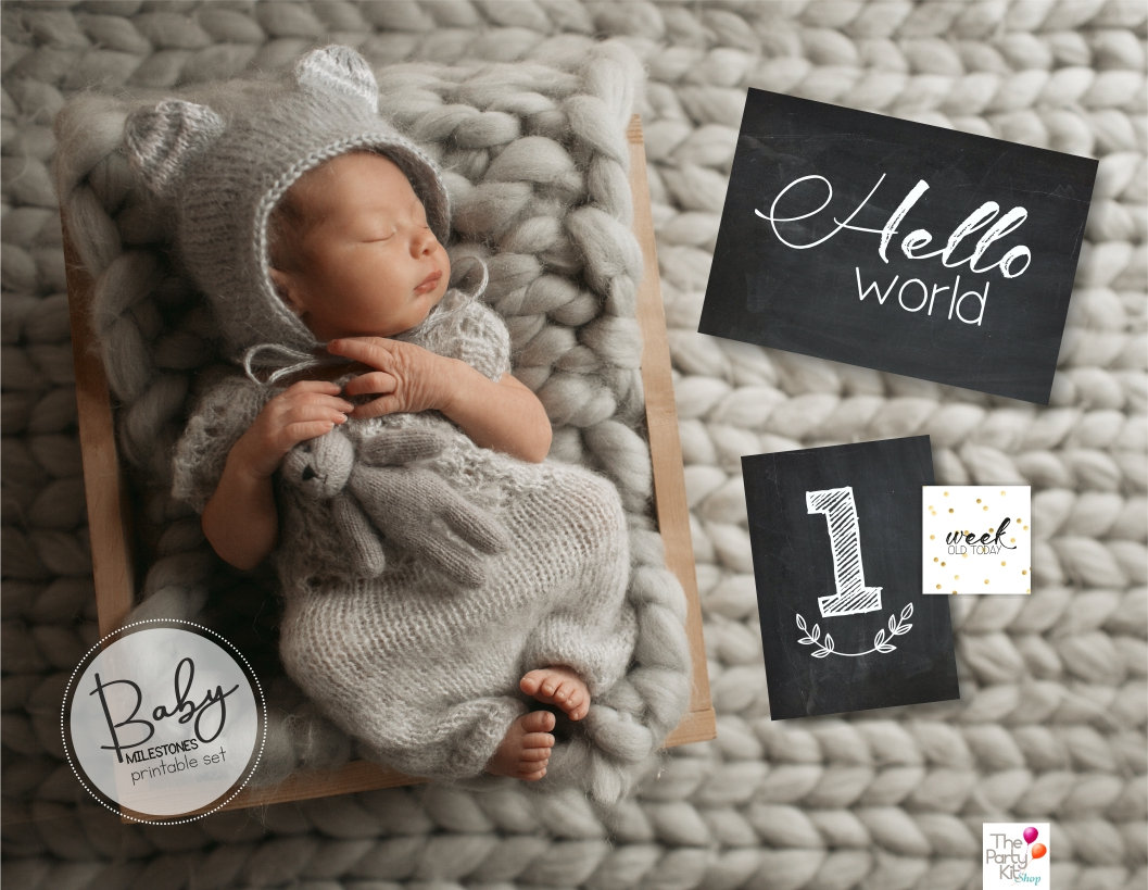Chalkboard Printable Baby Milestone Cards/instant Download - Etsy