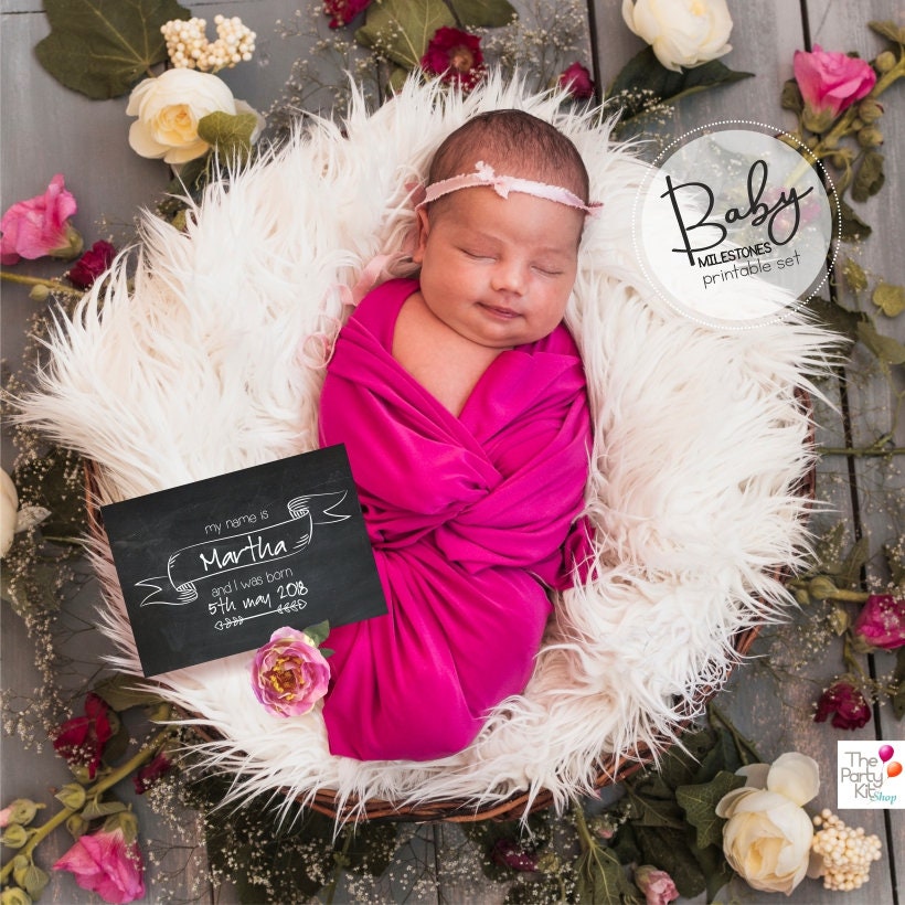 Chalkboard Printable Baby Milestone Cards/instant Download - Etsy