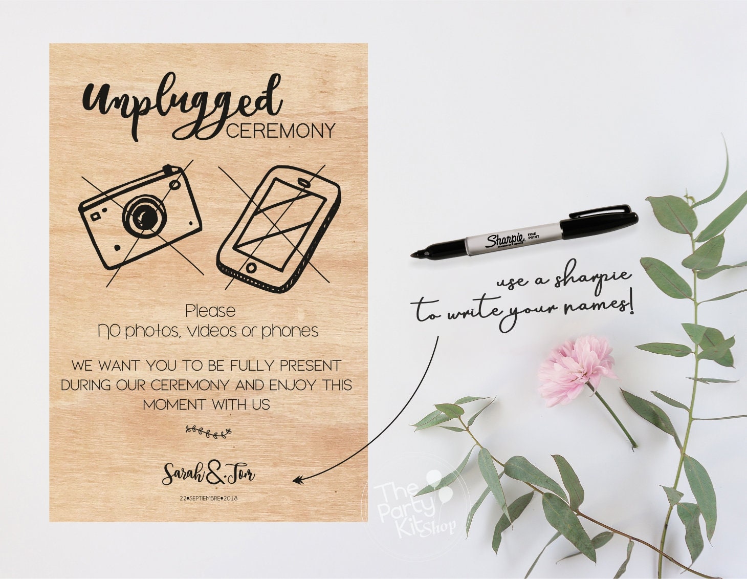 Unplugged Wedding Ceremony Printable Sign / Instant Download - Etsy