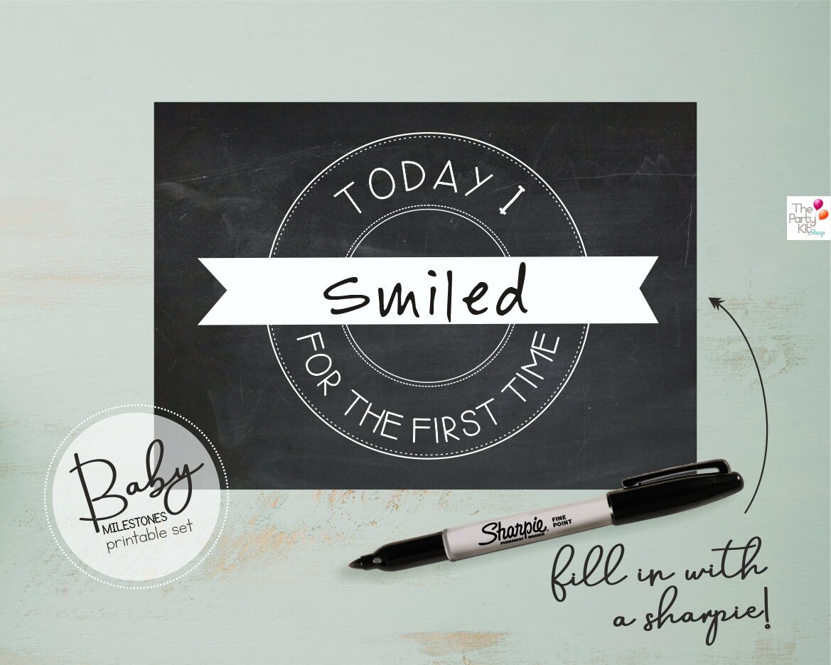 Chalkboard Printable Baby Milestone Cards/instant Download - Etsy