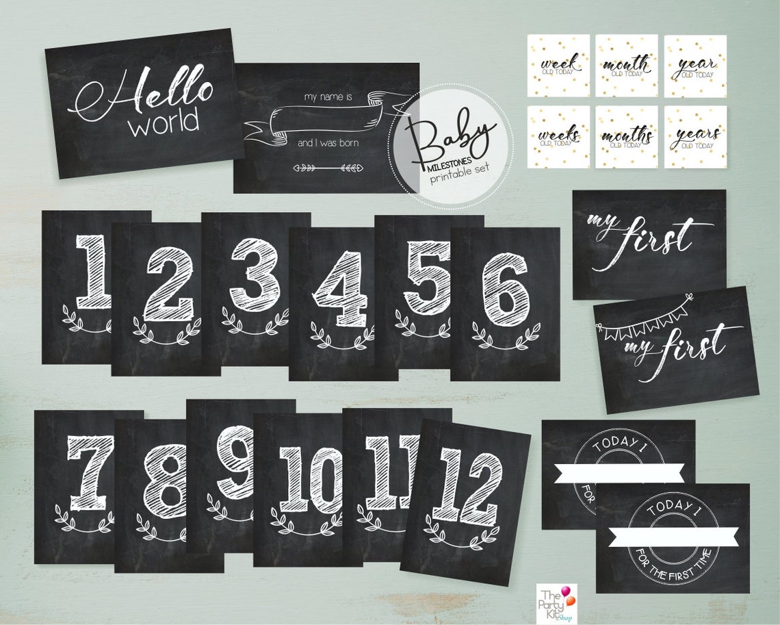Chalkboard Printable Baby Milestone Cards/instant Download - Etsy