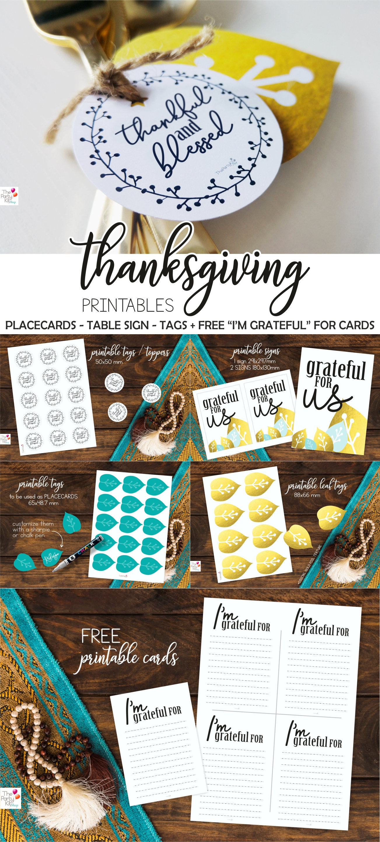 Thanksgiving Party Decor Printable Set, Thanksgiving Placecards ...