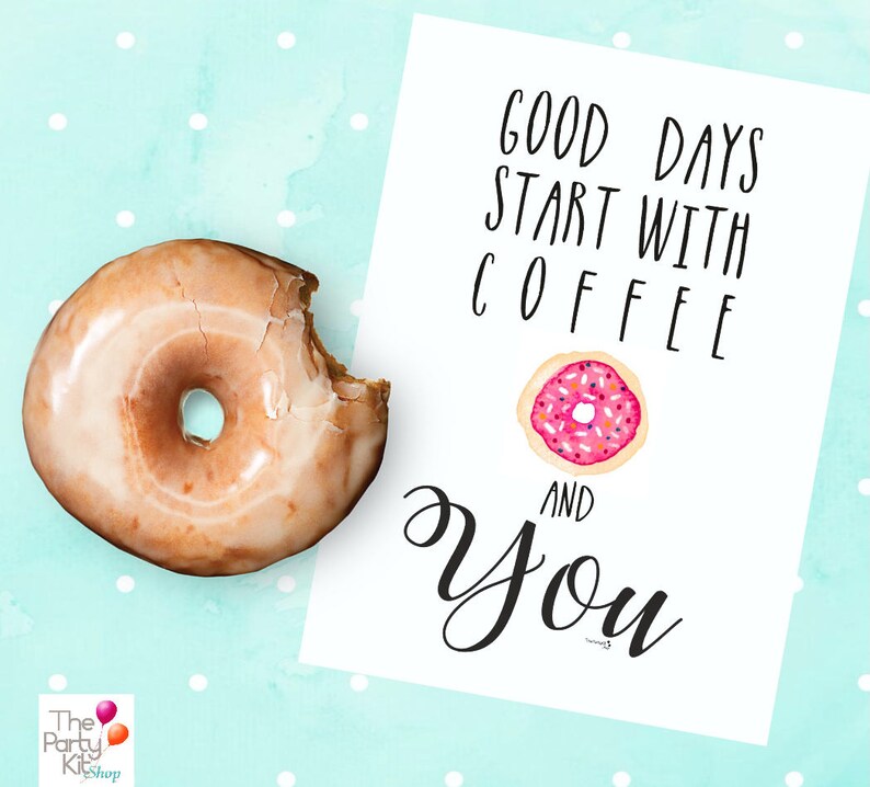 Donuts & Coffee Valentine's SET - Printable Tags, Toppers and Sign ...