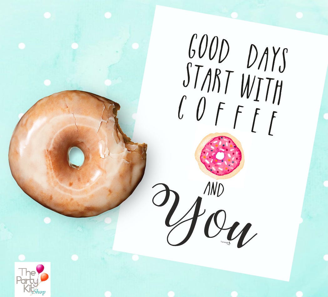Donuts & Coffee Valentine's SET - Printable Tags, Toppers and Sign ...