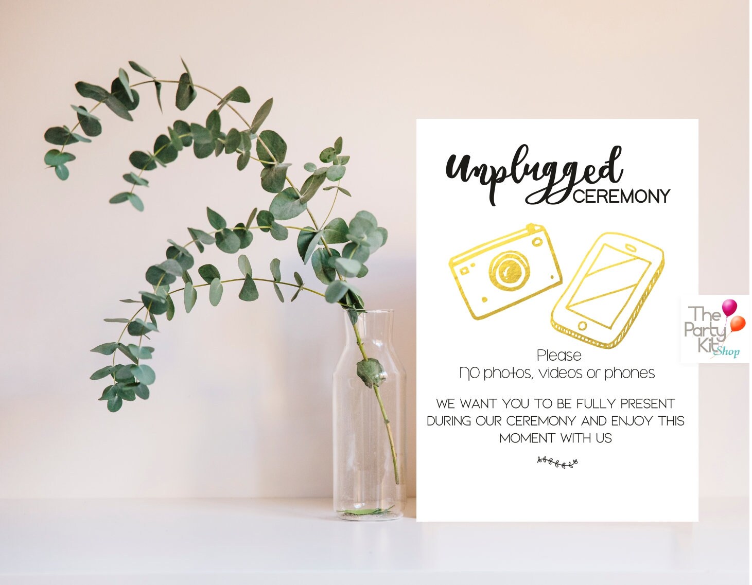 Unplugged Wedding Ceremony Printable Sign / Instant Download - Etsy