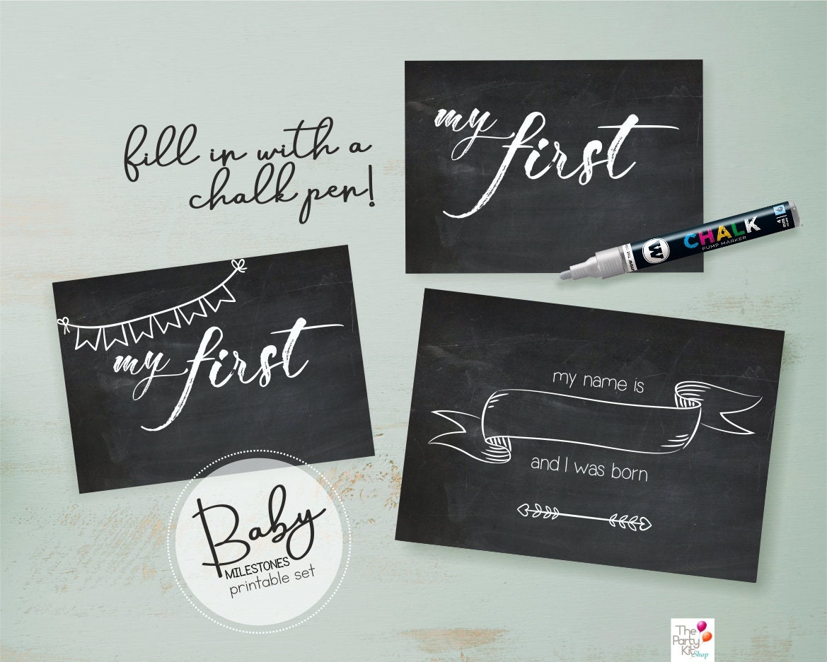 Chalkboard Printable Baby Milestone Cards/instant Download - Etsy
