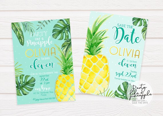 Party Like a Pineapple Invitation, Save the date/ DIGITAL by ...