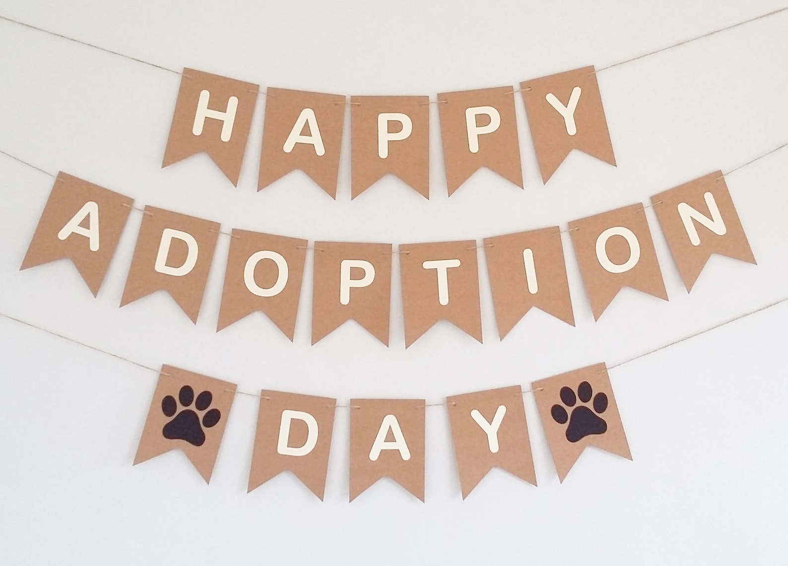 Happy Adoption Day Bunting Banner Sign Dog Cat Rescue Birthday Day ...